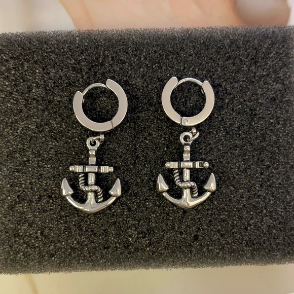 Accessories | Titanium Steel Anchor Dangle Drop Earrings For Men ...